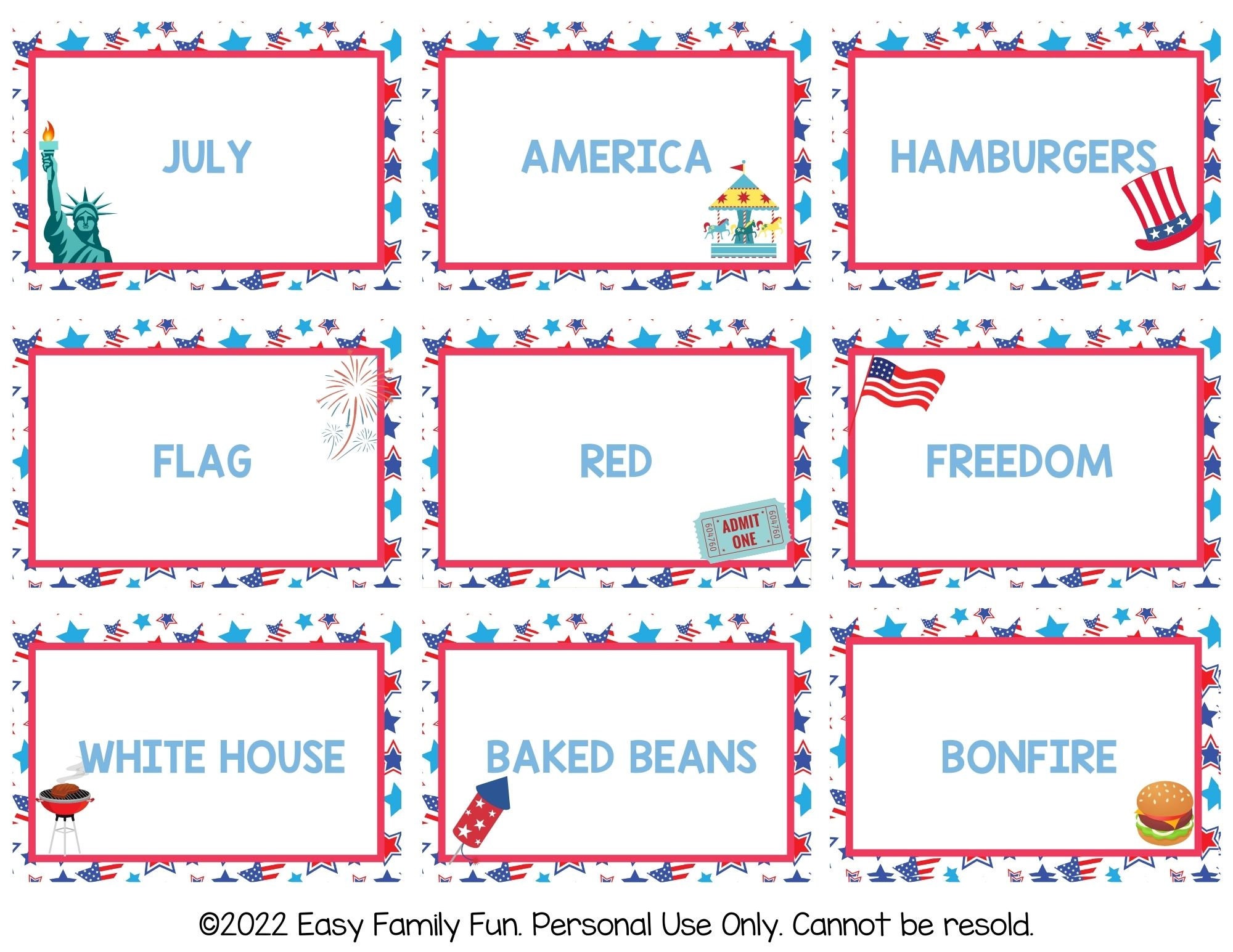 4th of July Charades/ Independence Day Charades/ Charades for Kids ...