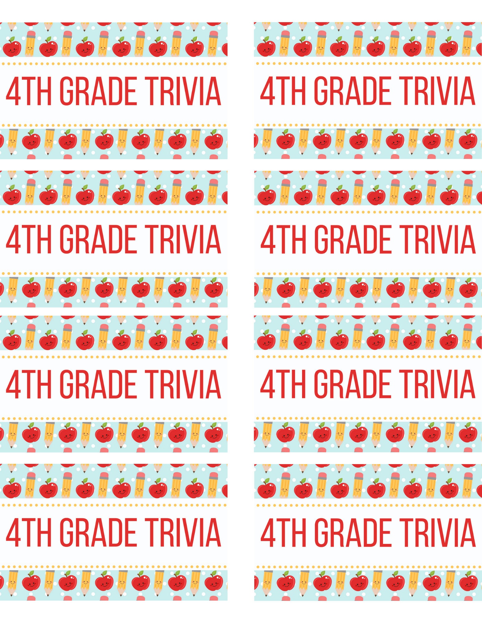 50 4th Grade Trivia Questions | Printable 4th Grade Trivia ...