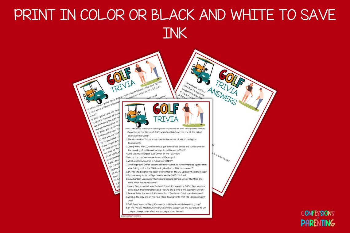 100 Golf Trivia Questions | Trivia for Kids | Printable Trivia | Sports ...