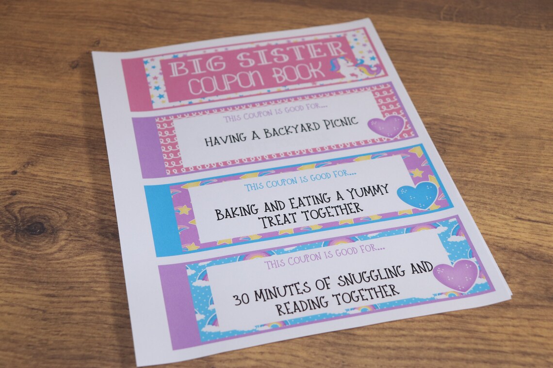 30+ Big Sister Coupon Book | Big Sister Gift | Printable Big Sister Coupon Book | New Big Sister ...