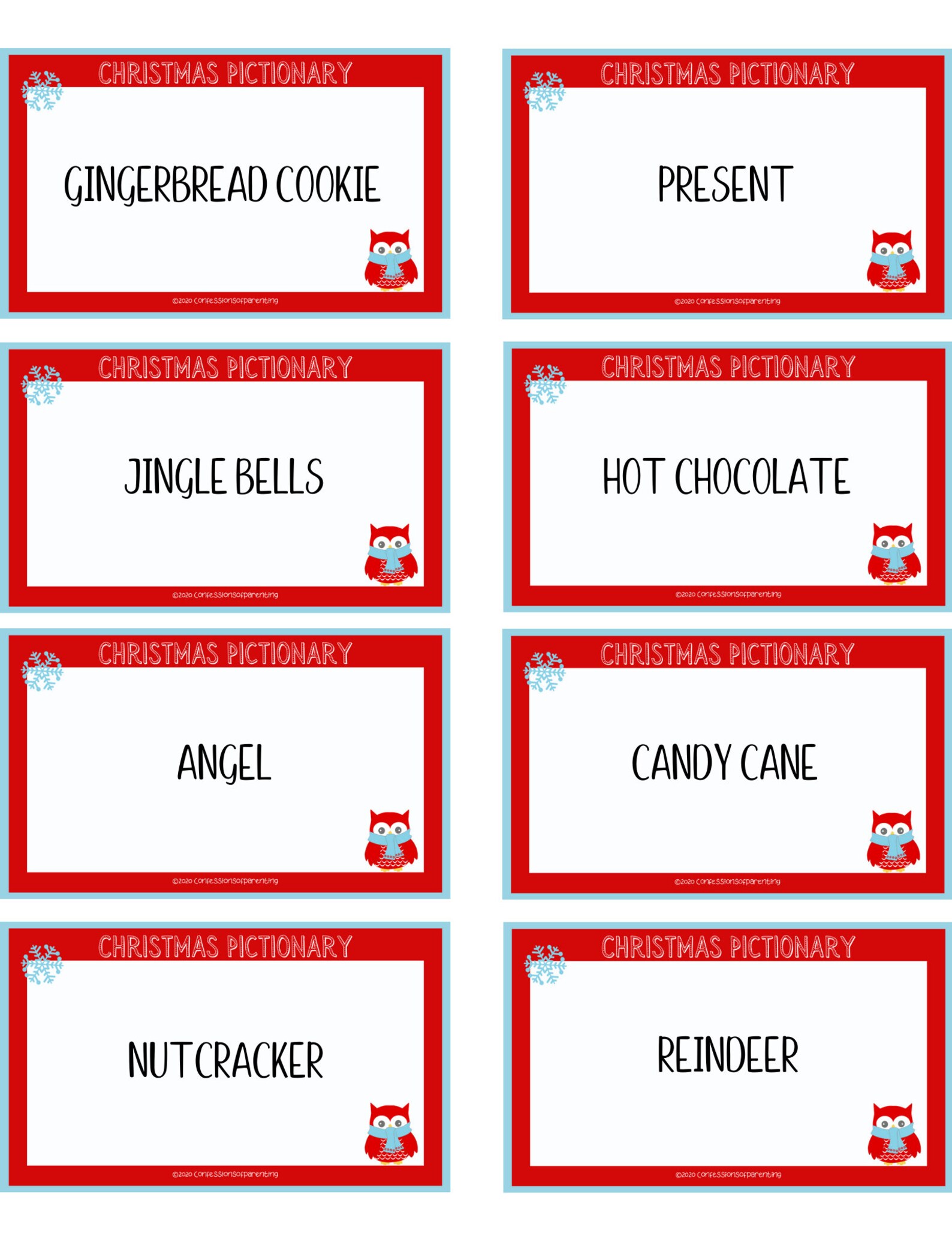 50+ Christmas Pictionary| Printable Christmas Pictionary Game ...