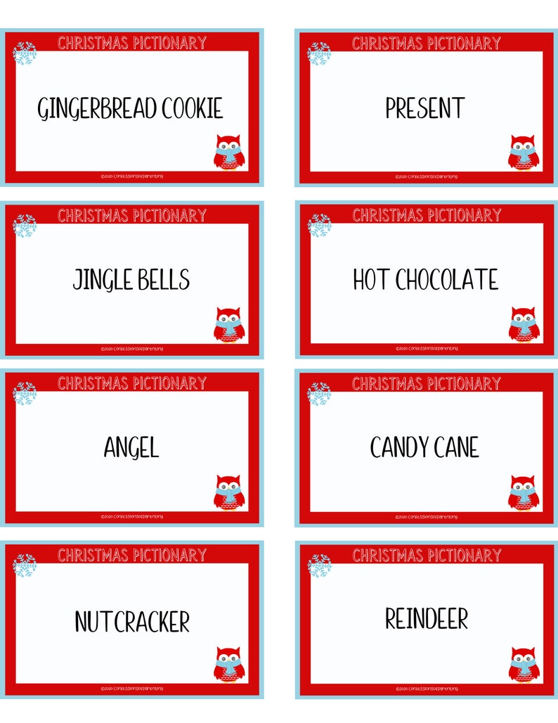 50+ Christmas Pictionary| Printable Christmas Pictionary Game ...