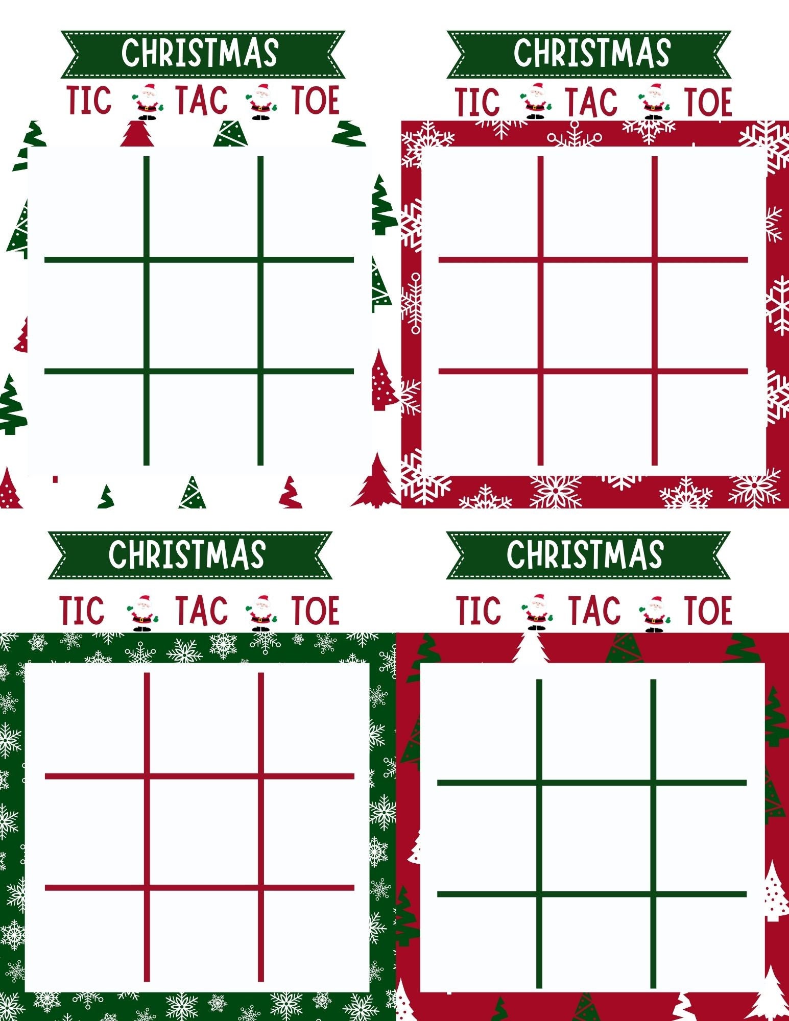 8 Christmas Tic Tac Toe | Printable Christmas Tic Tac Toe | Christmas ...