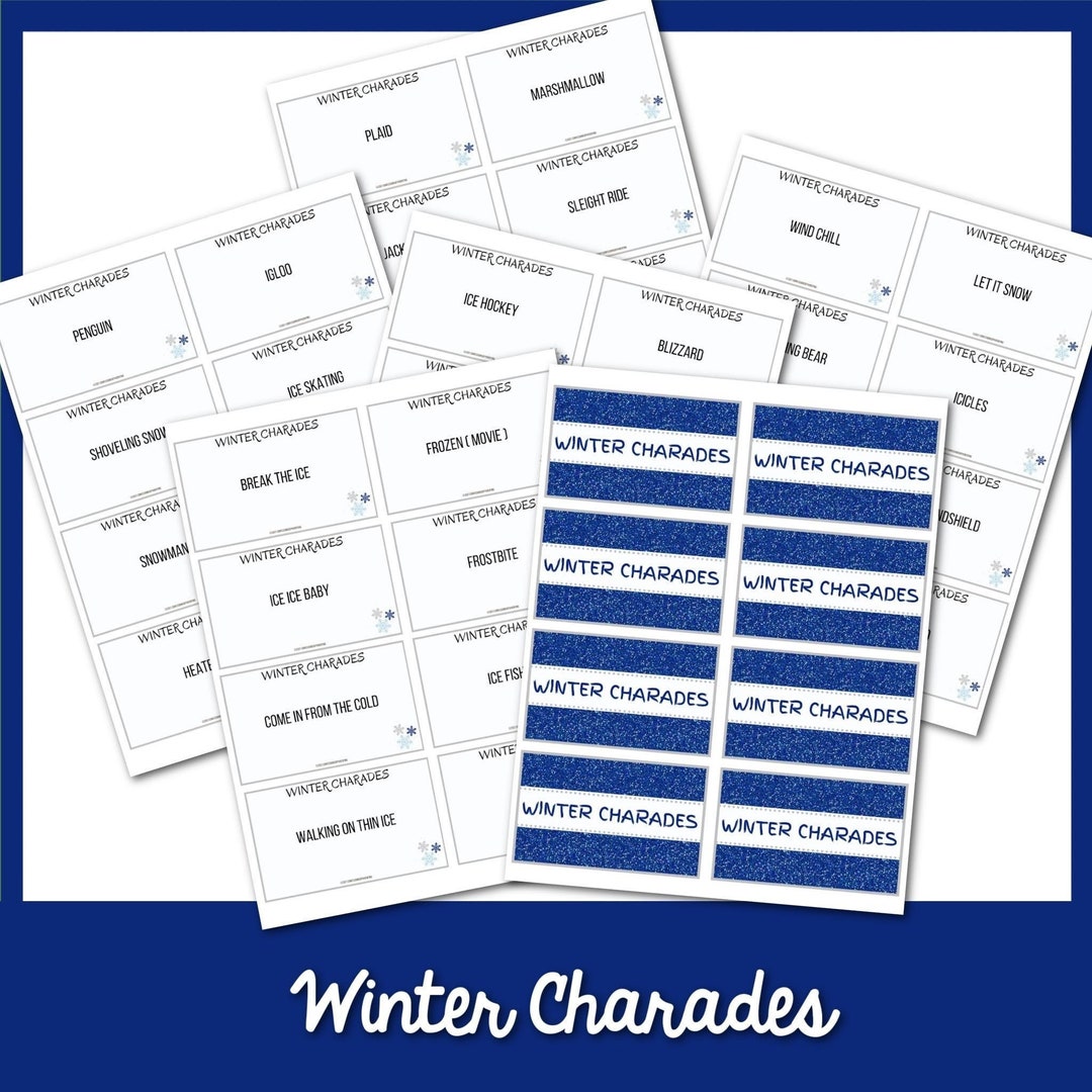 Winter Charades for Kids, Holiday Activity for Kids, Cold Weather ...