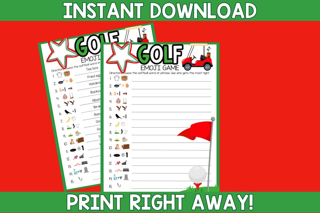 Golf Emoji Pictionary Game | Golf Emoji Game | Printable Golf Party ...