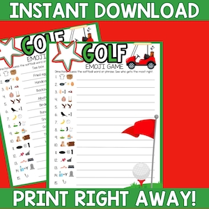 Golf Emoji Pictionary Game | Golf Emoji Game | Printable Golf Party ...