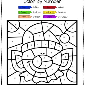 Christmas Color by Number, Holiday Activity for Kids, Christmas Themed ...