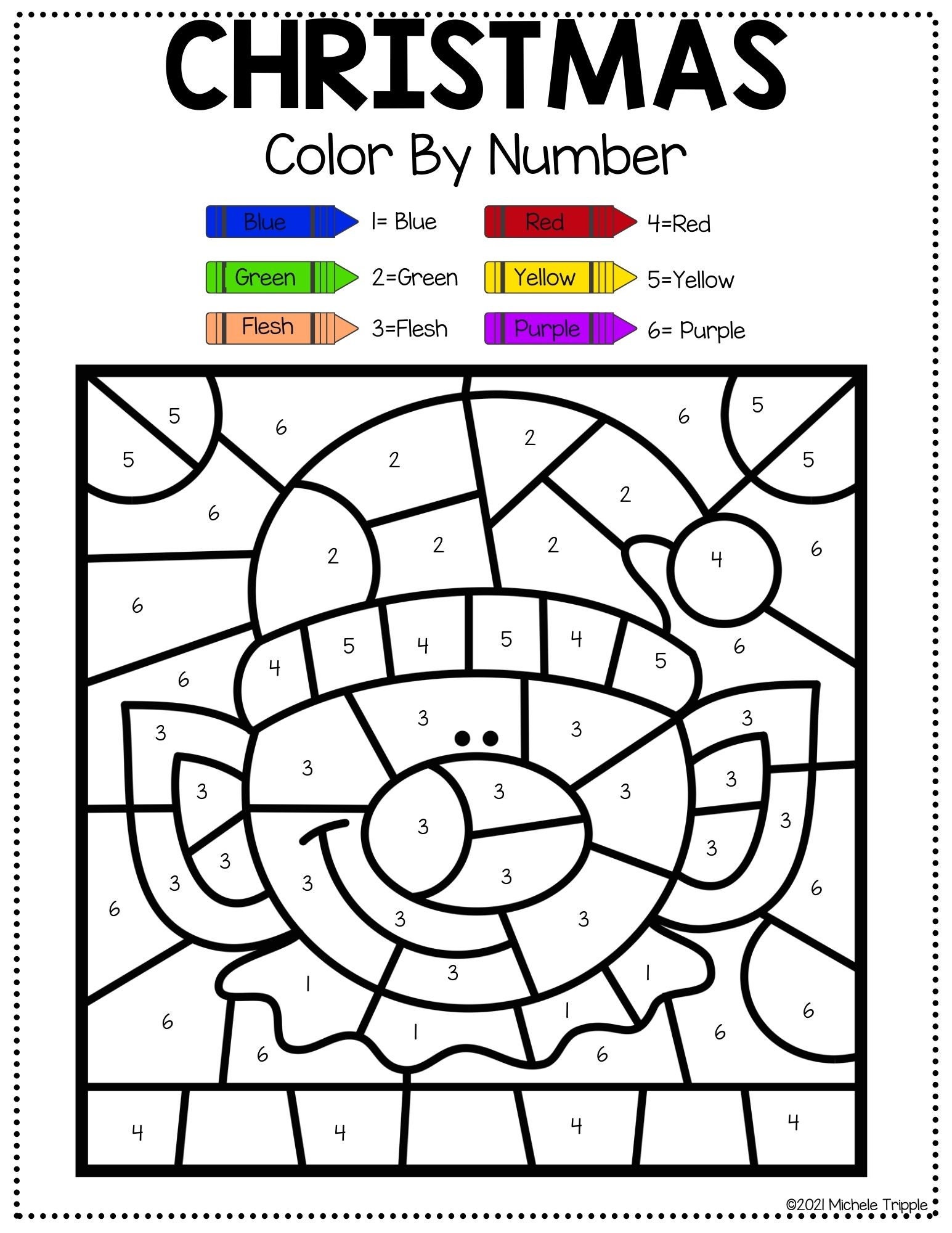 6 Christmas Color by Number Sheets | Christmas Activity for Kids ...