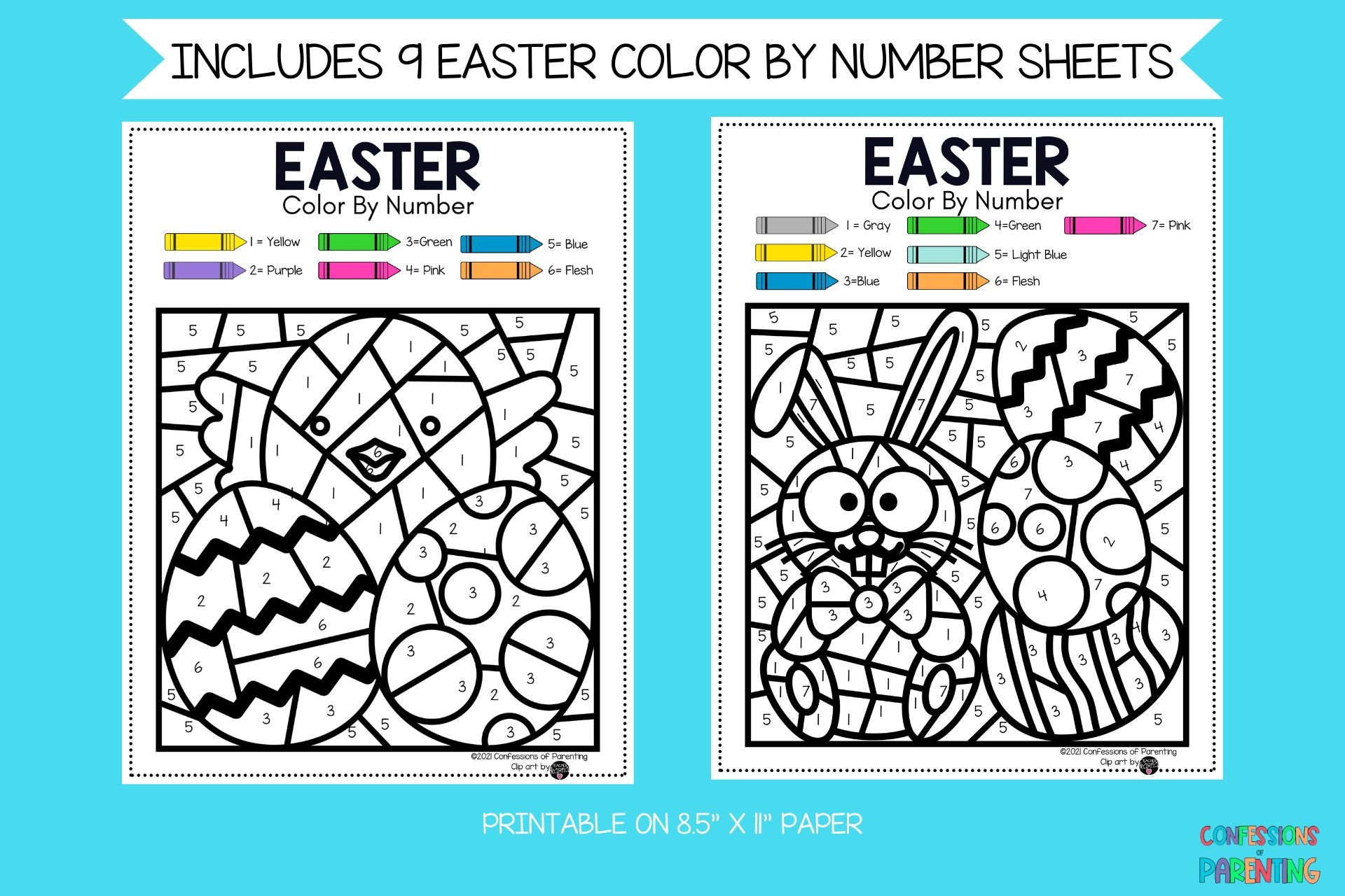 Easter Color by Number, Color by Number for Kids, Kindergarten ...