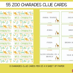 55 Zoo Charades | Family Game Night | Games for Kids | Printable Zoo ...