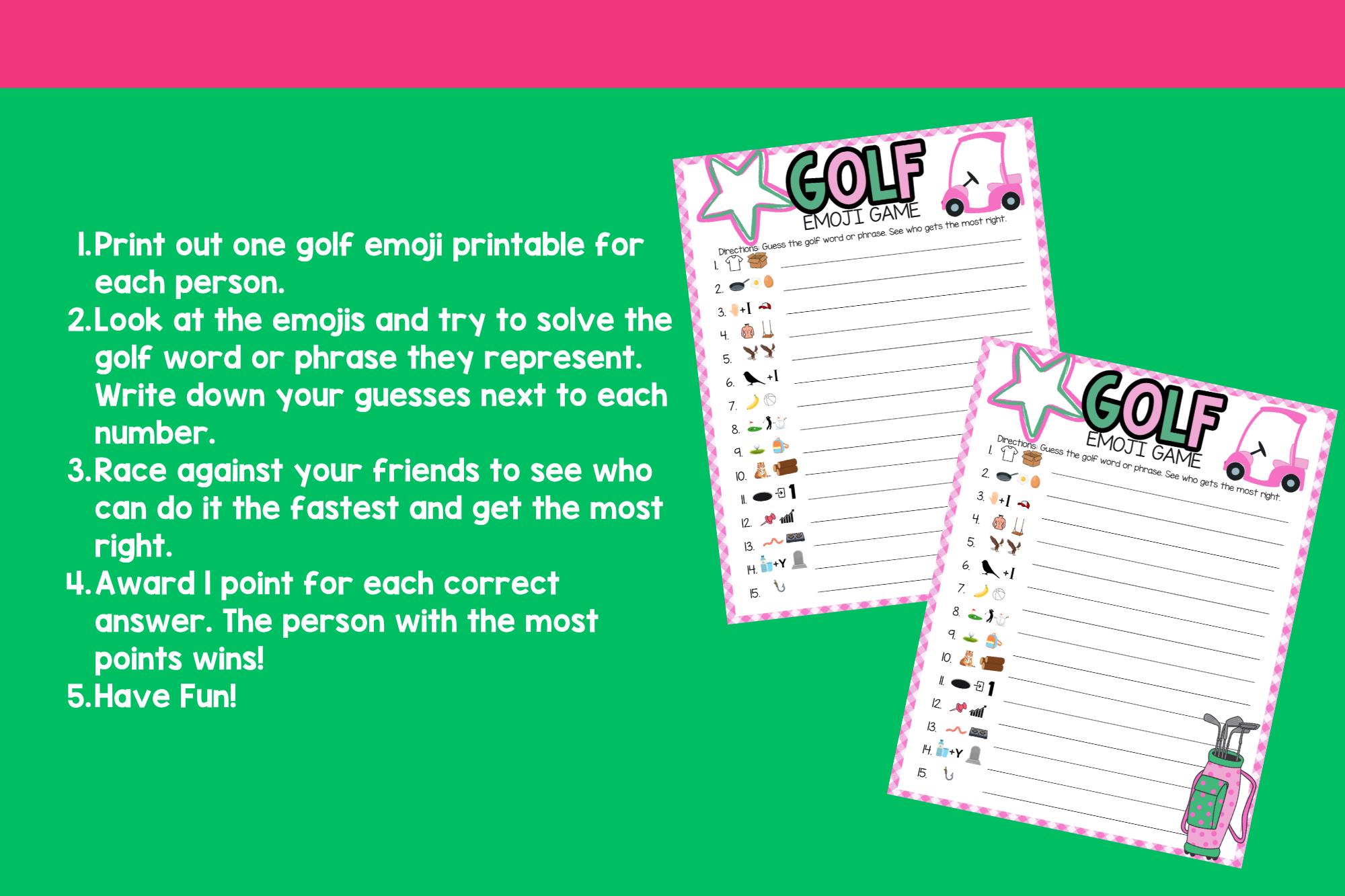 Golf Emoji Game | Golf Emoji Pictionary Game | Golf Party Games | Golf ...
