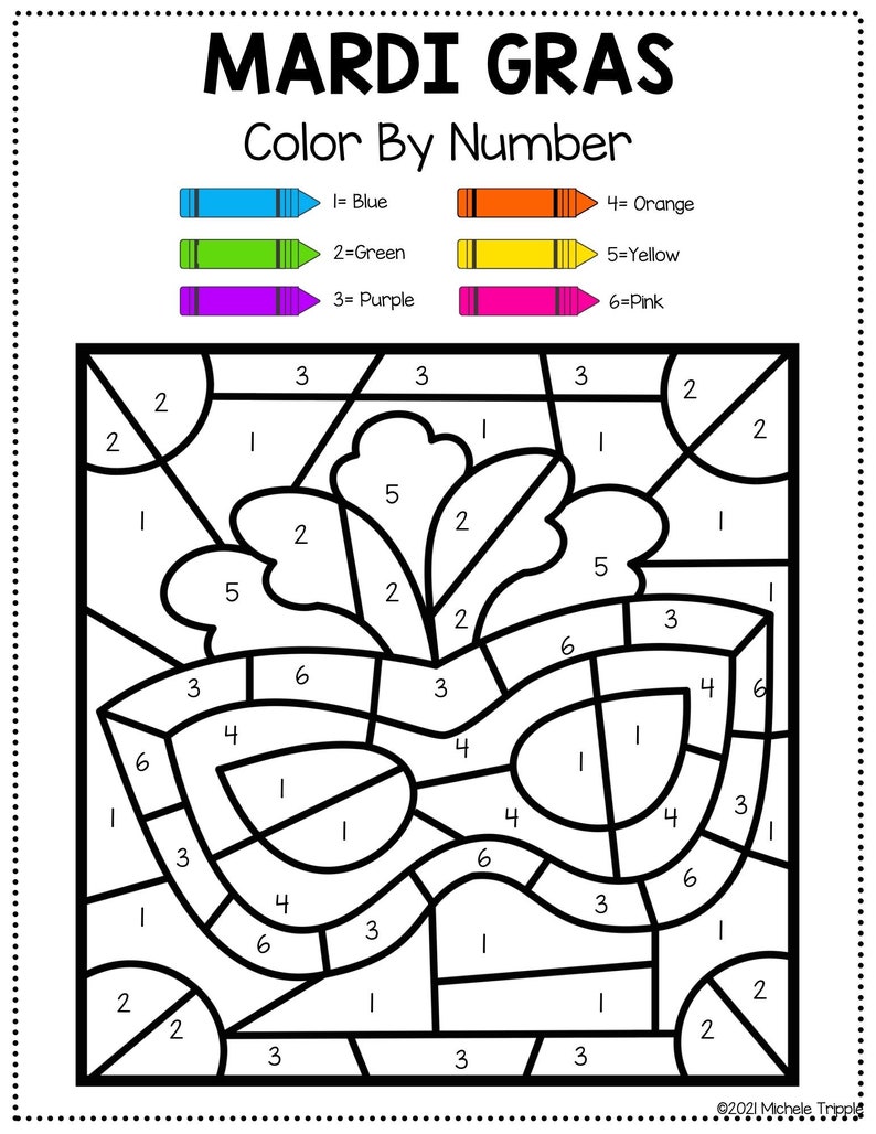 Mardi Gras Color by Number | Mardi Gras Coloring Sheet | Color by ...