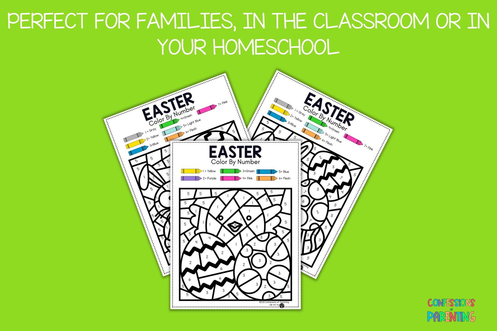 Easter Color by Number, Color by Number for Kids, Kindergarten ...