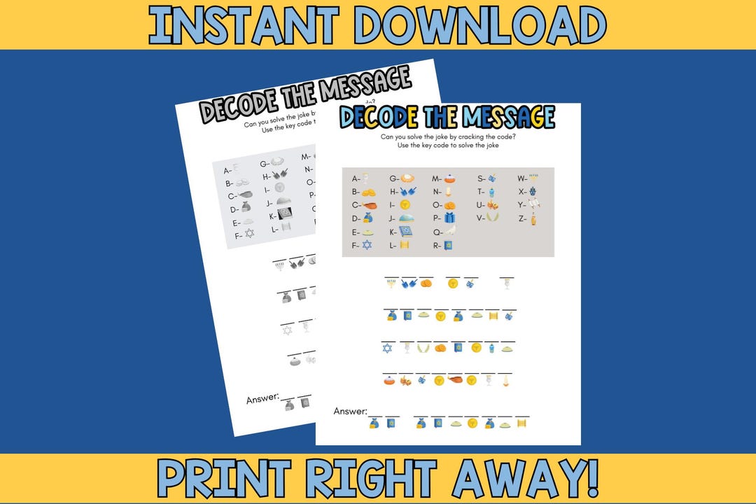 Hanukkah Decode the Message | Printable Hanukkah Puzzle Game | Hanukkah ...