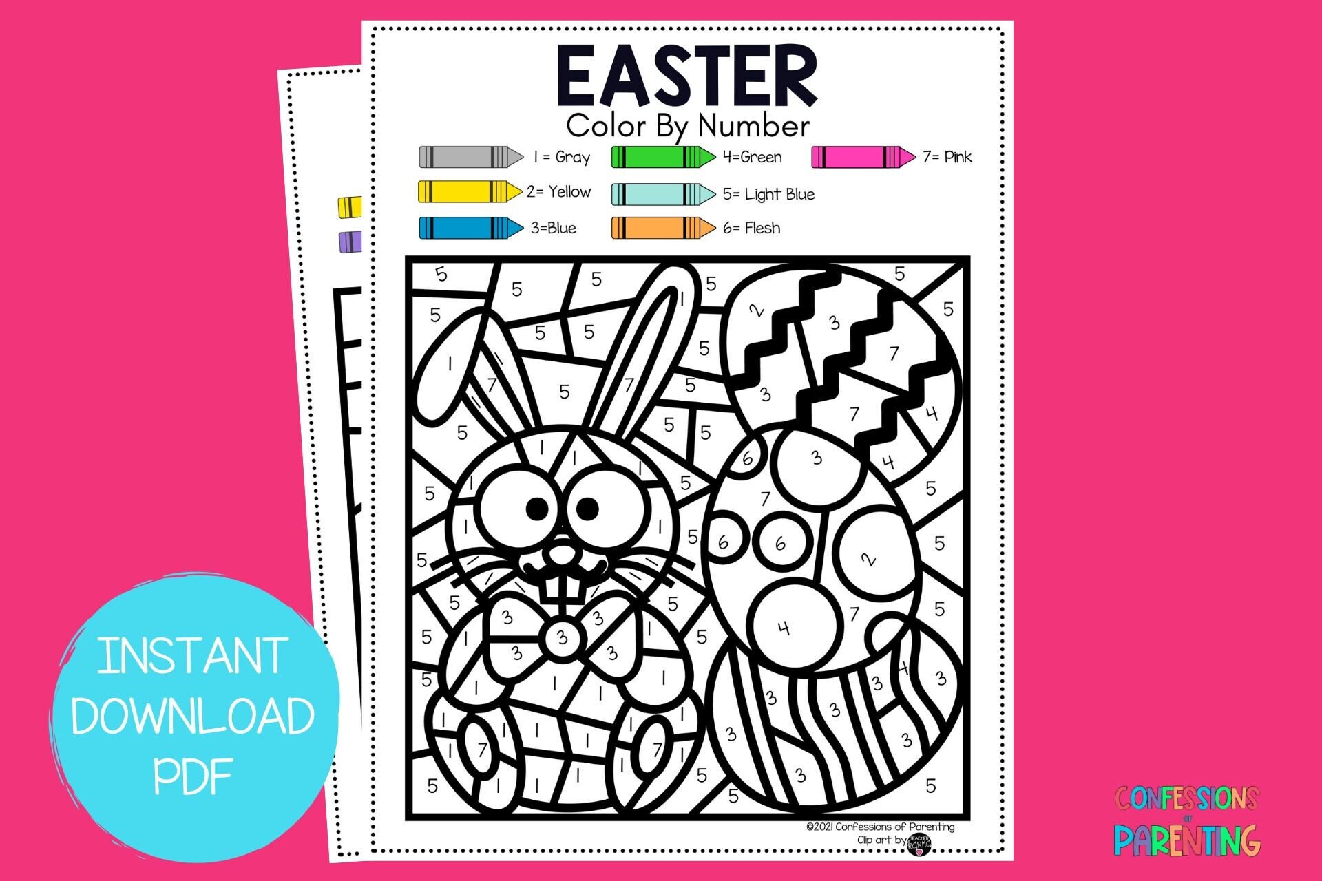 Easter Color by Number, Color by Number for Kids, Kindergarten ...