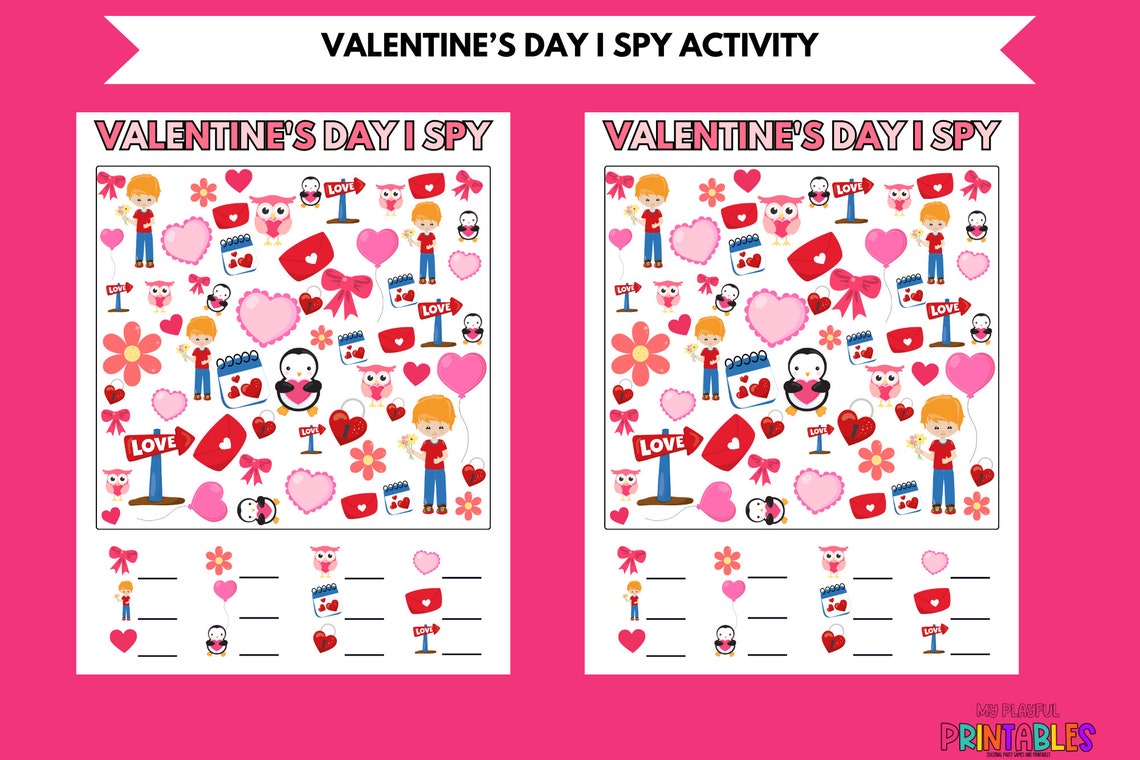 Valentine's Day I Spy Printable I Spy I Spy Activity Valentine's Day ...