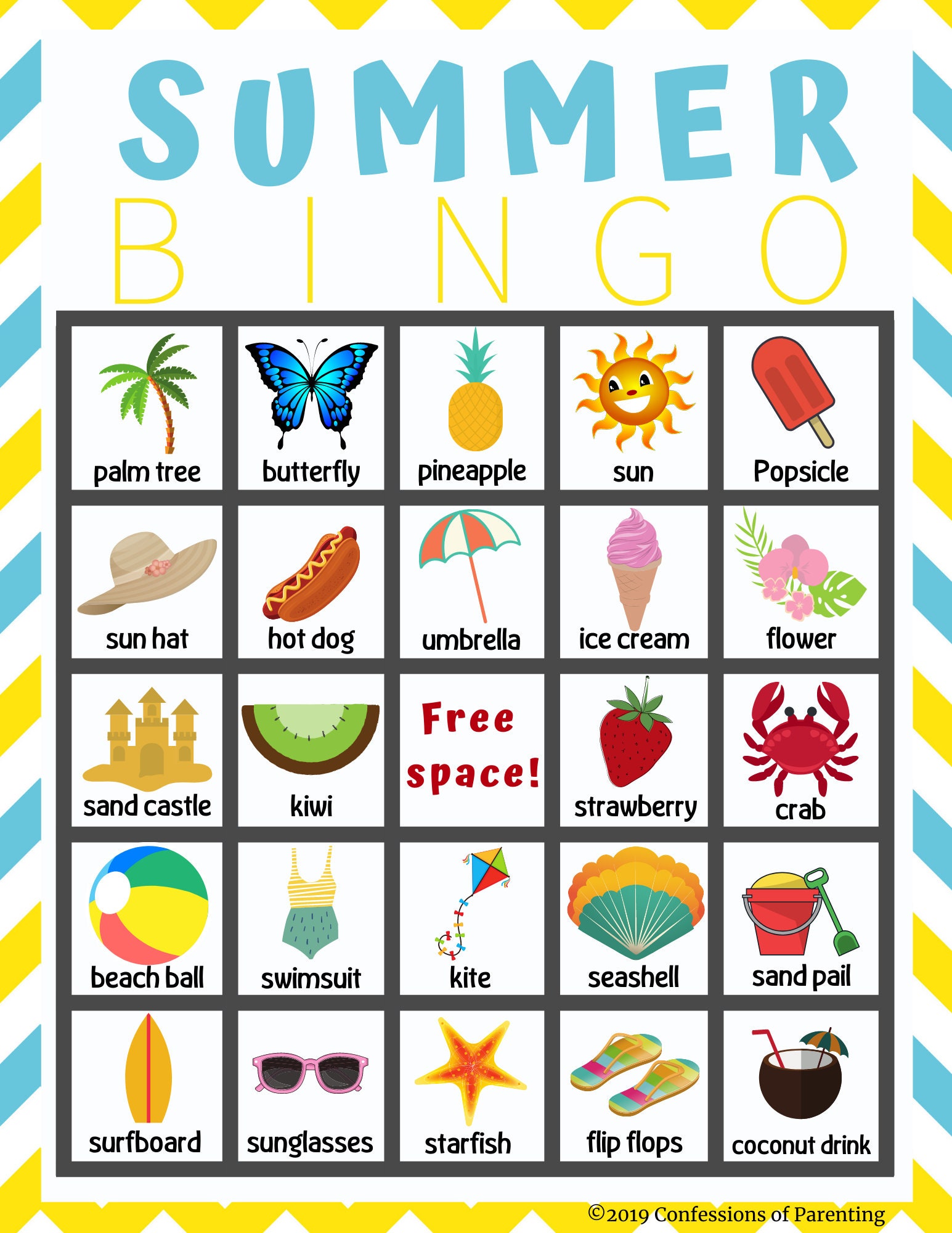7 Summer Bingo Cards | Printable Summer Bingo | Summer-themed Bingo ...