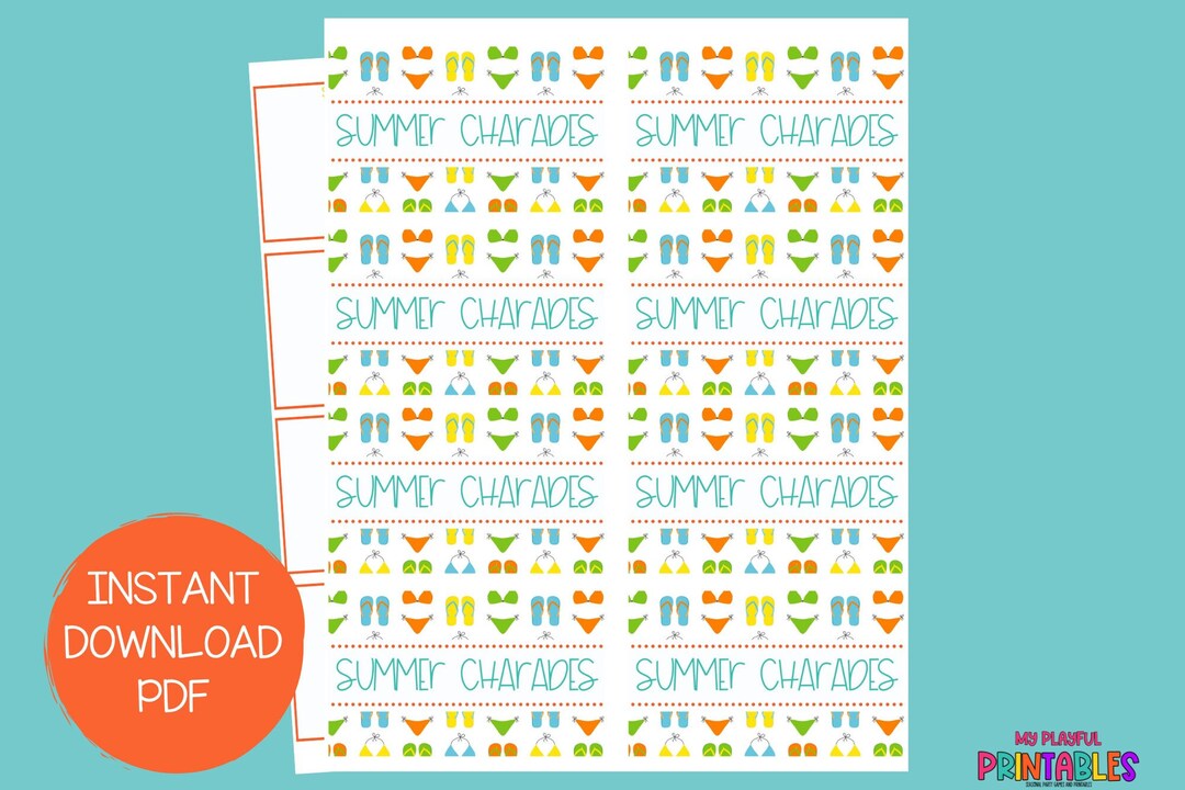 56 Charadas de verano / Charadas para niños / Juego de fiesta de verano ...