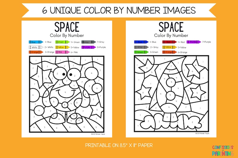 Space Color by Number | Color by Number | Space Activities for Kids ...