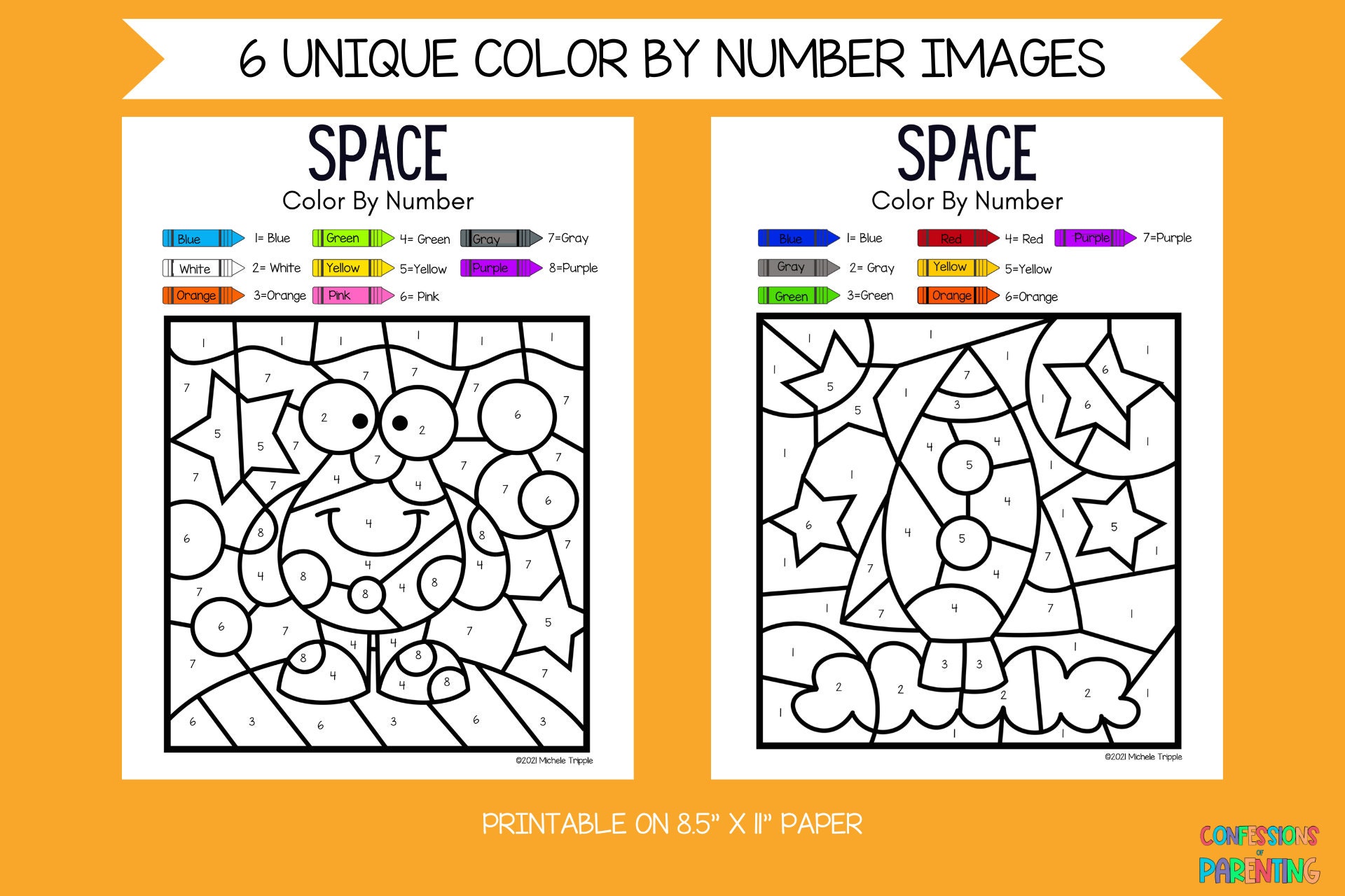 Space Color by Number | Color by Number | Space Activities for Kids ...