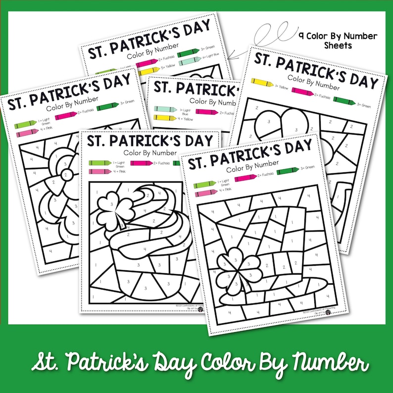 Hojas para colorear por números del Día de San Patricio / Color por ...