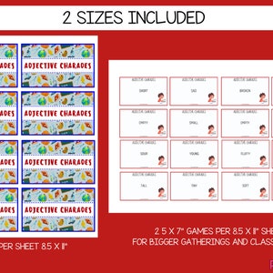 50 Adjective Charades | Printable Adjective Charades | Printable Word ...