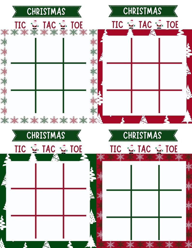 8 Christmas Tic Tac Toe | Printable Christmas Tic Tac Toe | Christmas ...