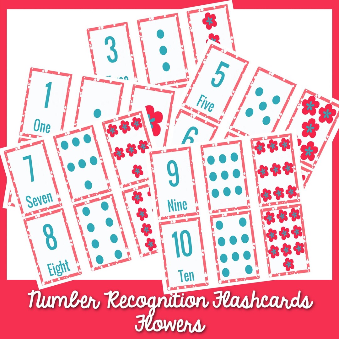 Number Recognition Flashcards-flowers| Number Flashcards 1-10| Flower ...