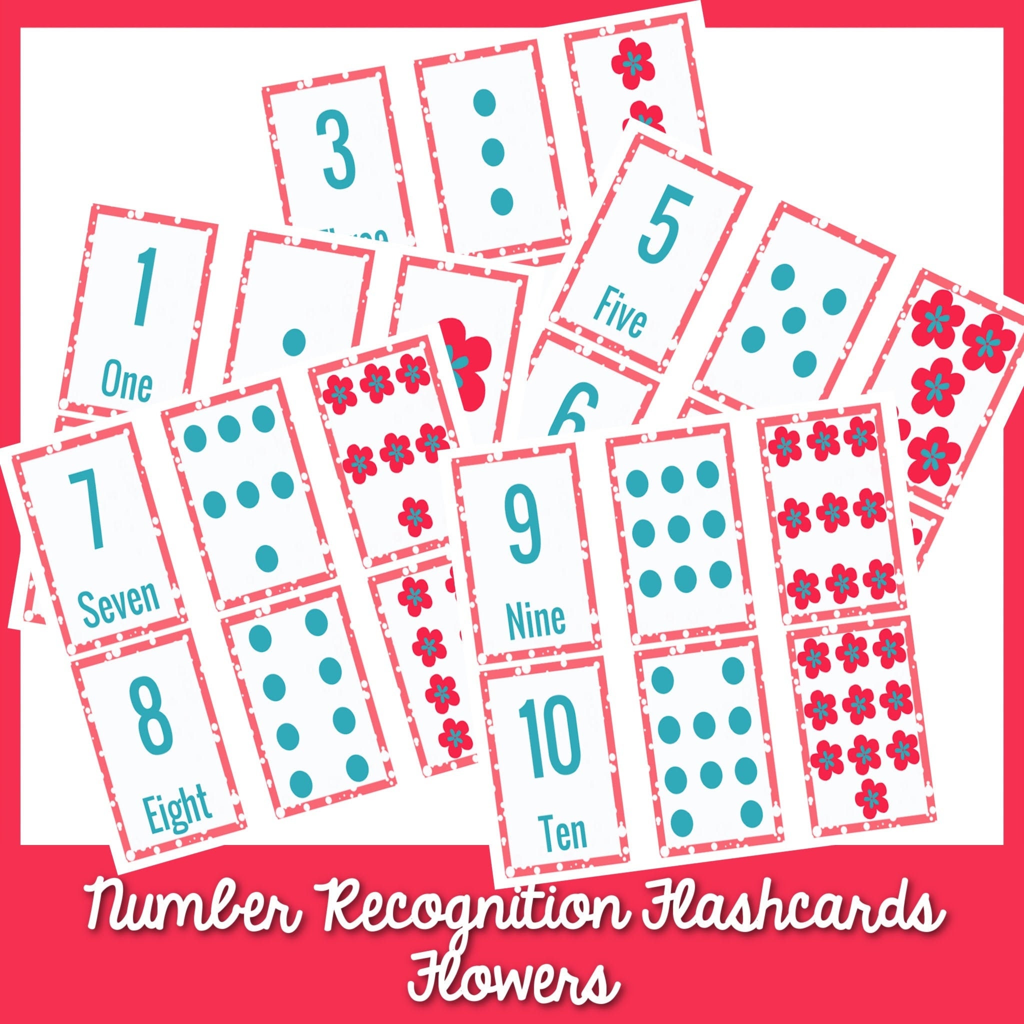 Number Recognition Flashcards Flowers - Etsy