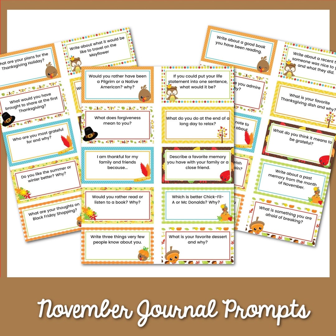50 November Journal Prompts | Printable November Writing Prompts ...