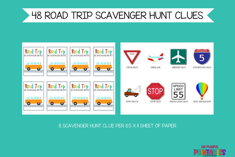 48 Road Trip Scavenger Hunt Cards | Printable Road Trip Game | Family ...