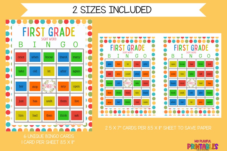 First Grade Sight Word Bingo | Sight Word Bingo for 1st Graders ...