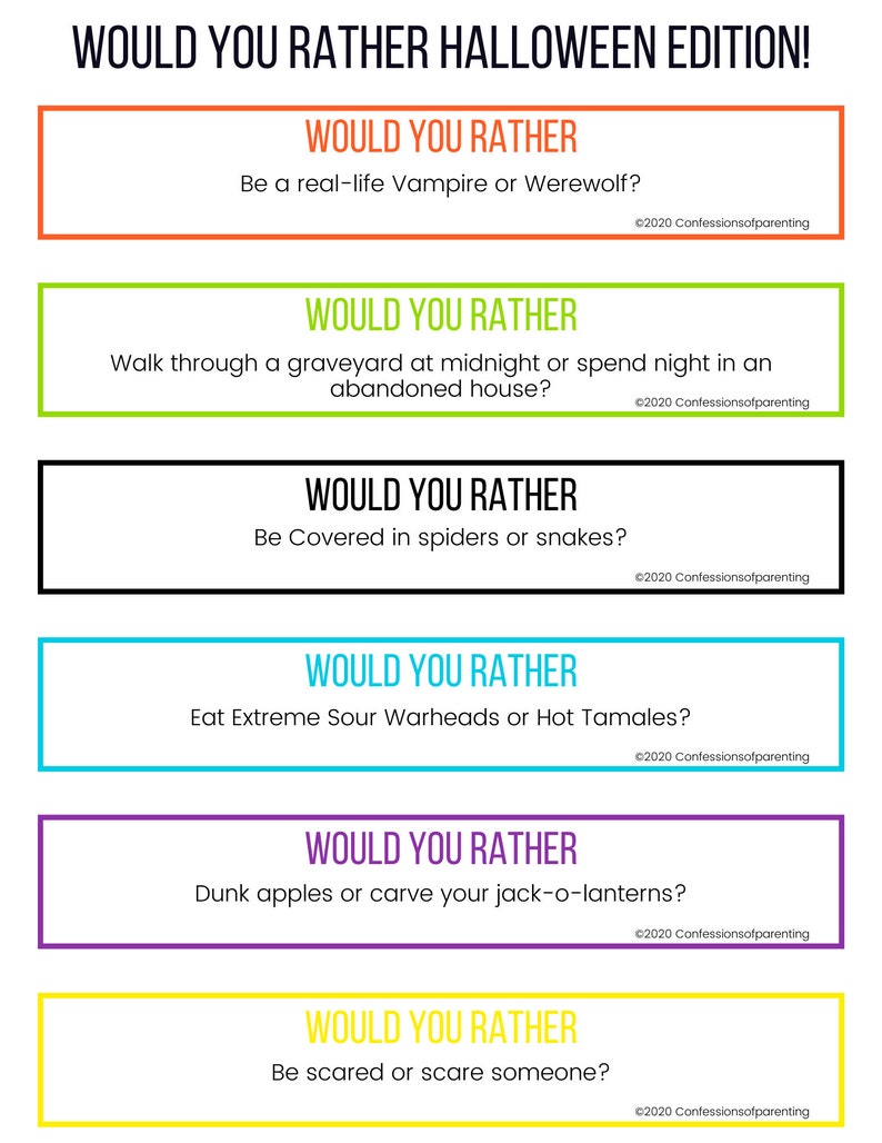 100 Halloween Would You Rather Questions| Spooky Would You Rather Game ...