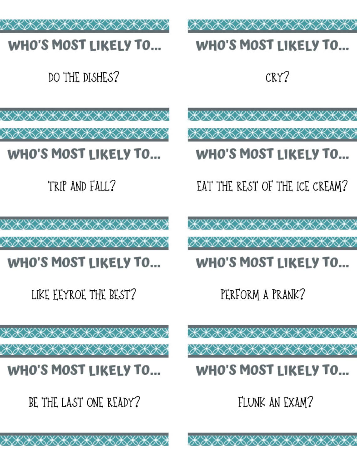 400 Who's Most Likely Question Cards Perfect for Kids and Families - Etsy