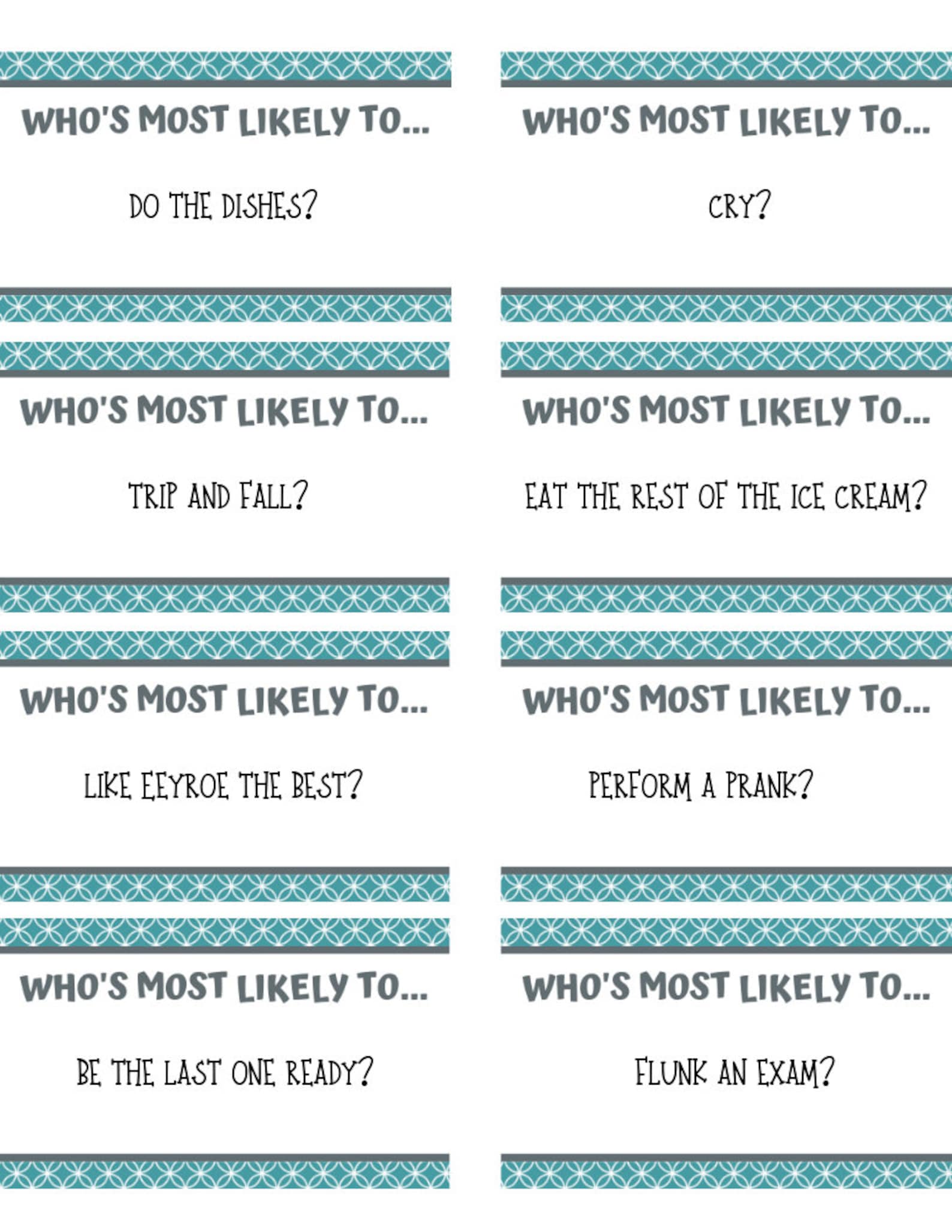 400 Who's Most Likely Question Cards Perfect for Kids and Families - Etsy
