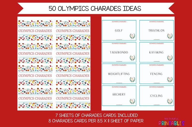 Olympic Charades Charades for Kids Olympic Themed Charades - Etsy Singapore