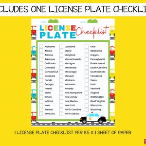 License Plate Checklist | Road Trip Games | State License Plate Game ...