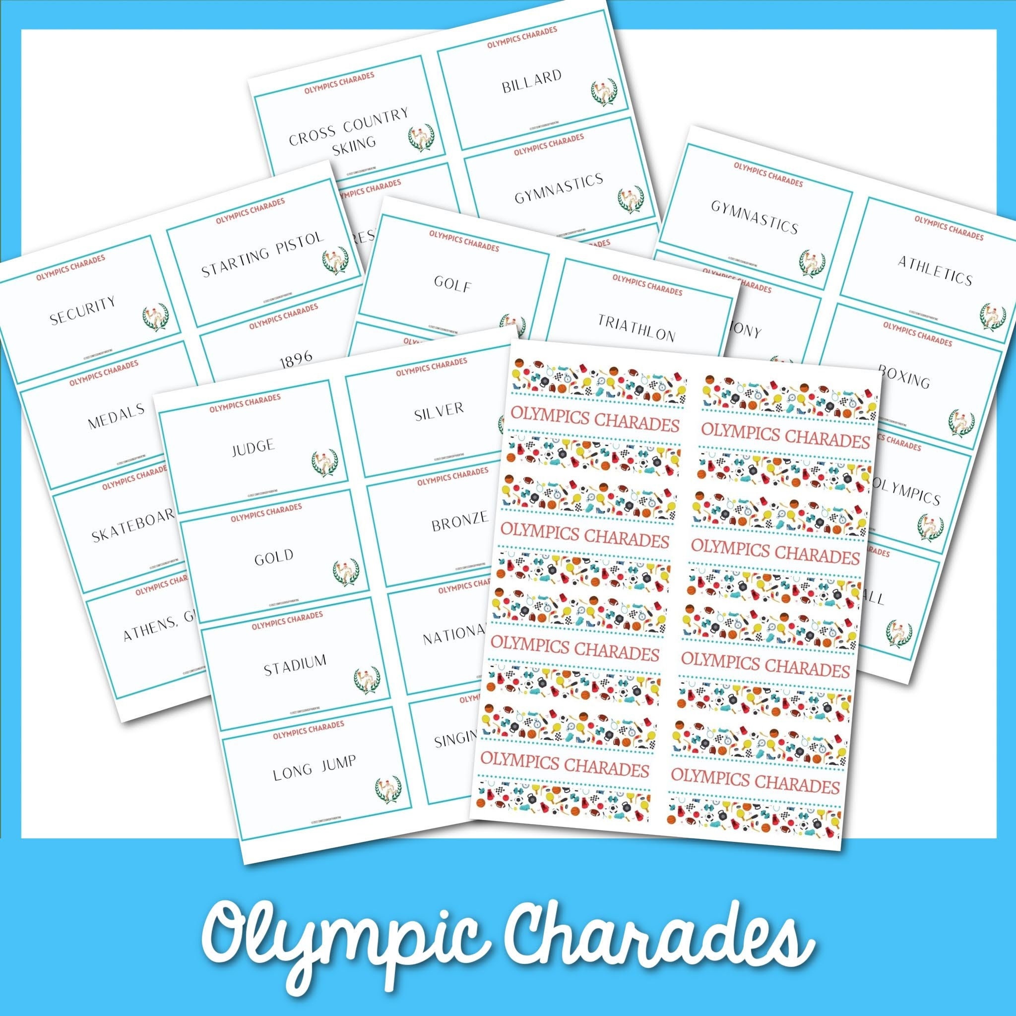 Olympic Charades Charades for Kids Olympic Themed Charades - Etsy Singapore