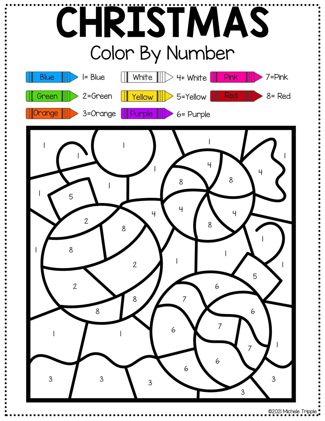 6 Christmas Color by Number Sheets | Christmas Activity for Kids ...