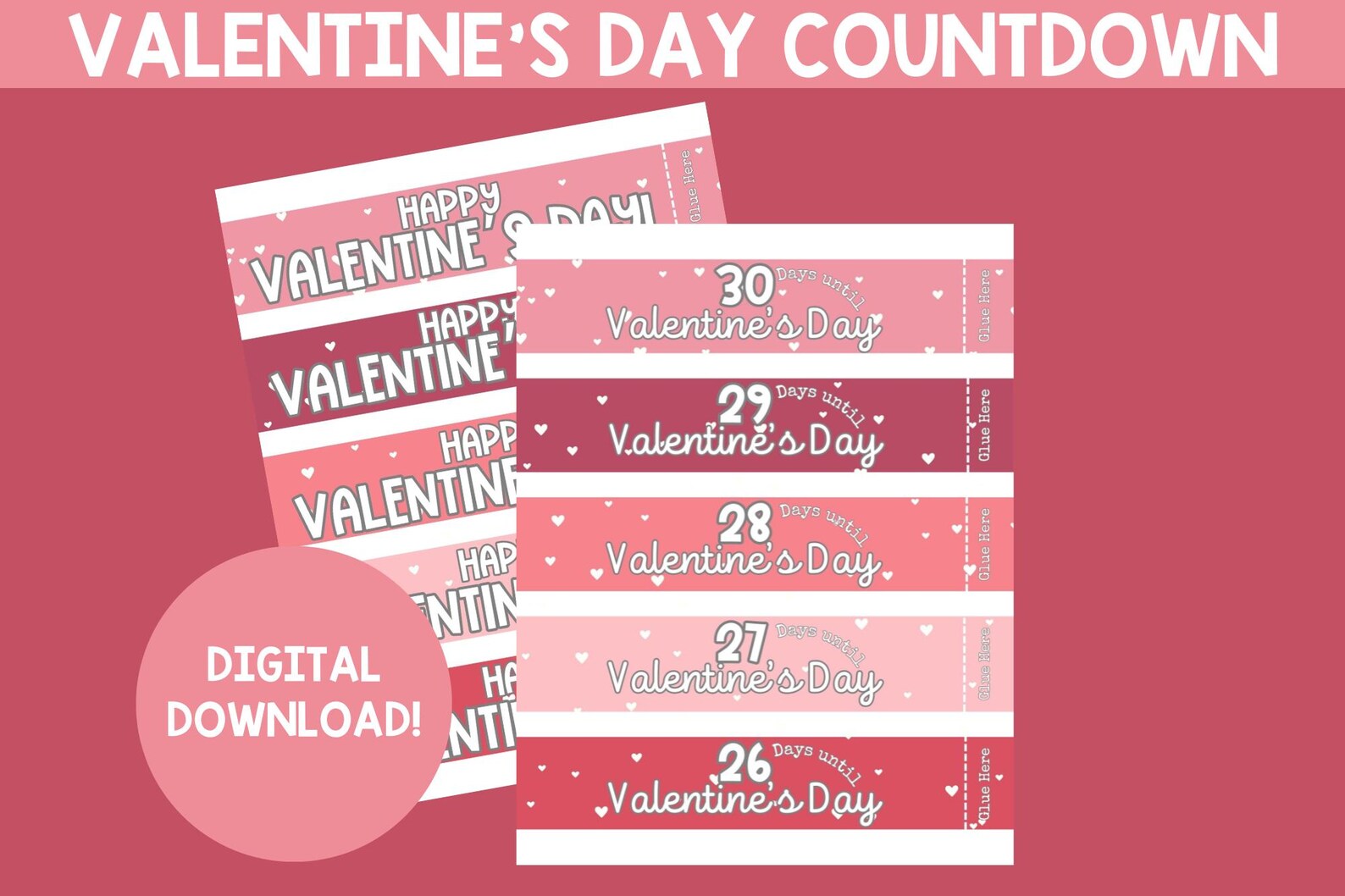 Valentine's Day Paper Chain| Valentine's Day Printable Paper Chain ...