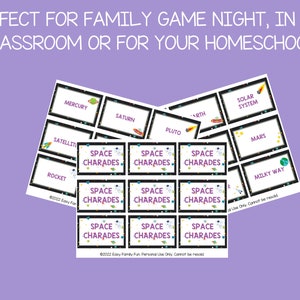 54 Space Charades | Charades Games | Space Activities for Kids ...