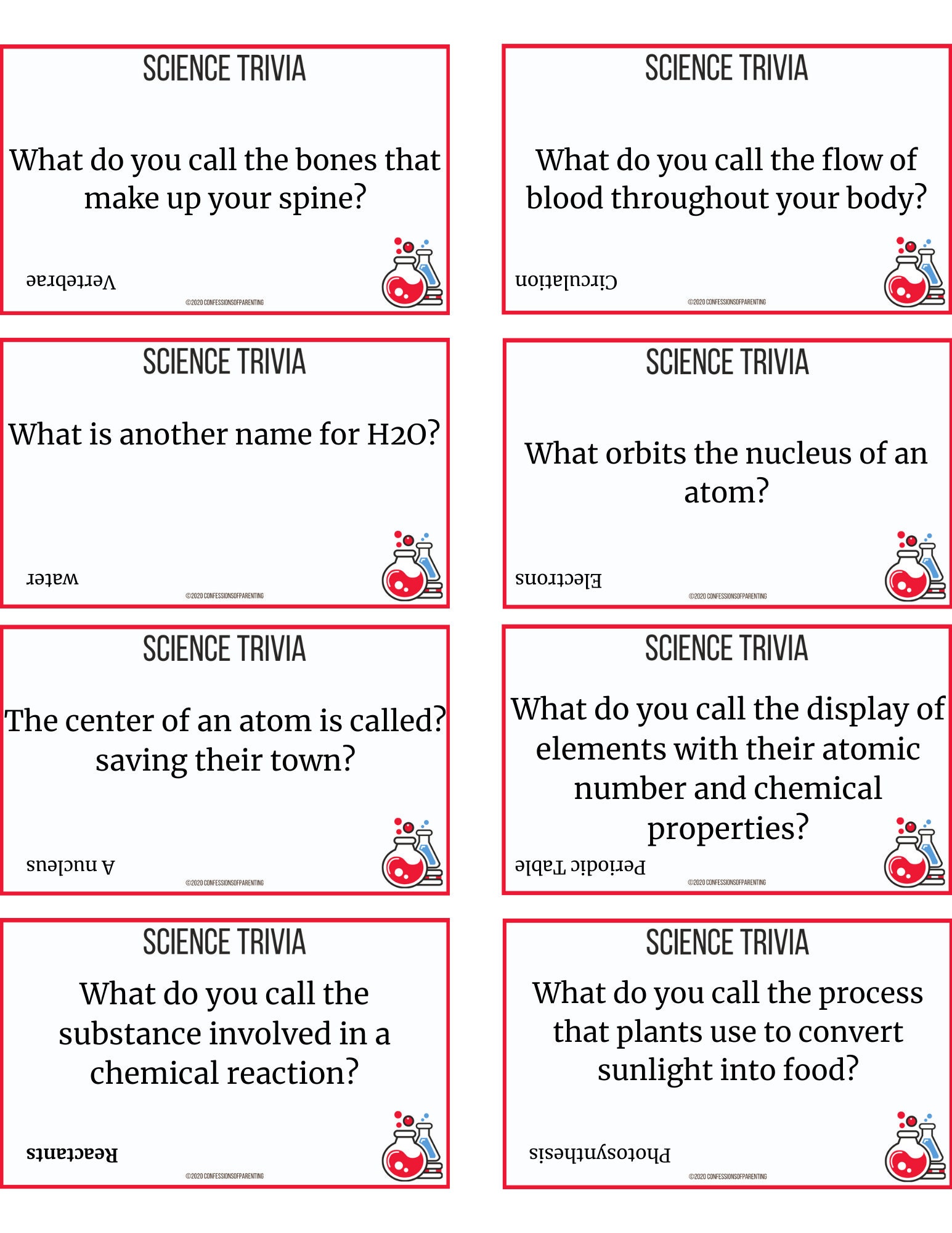 50 Science Themed Trivia Cards - Etsy