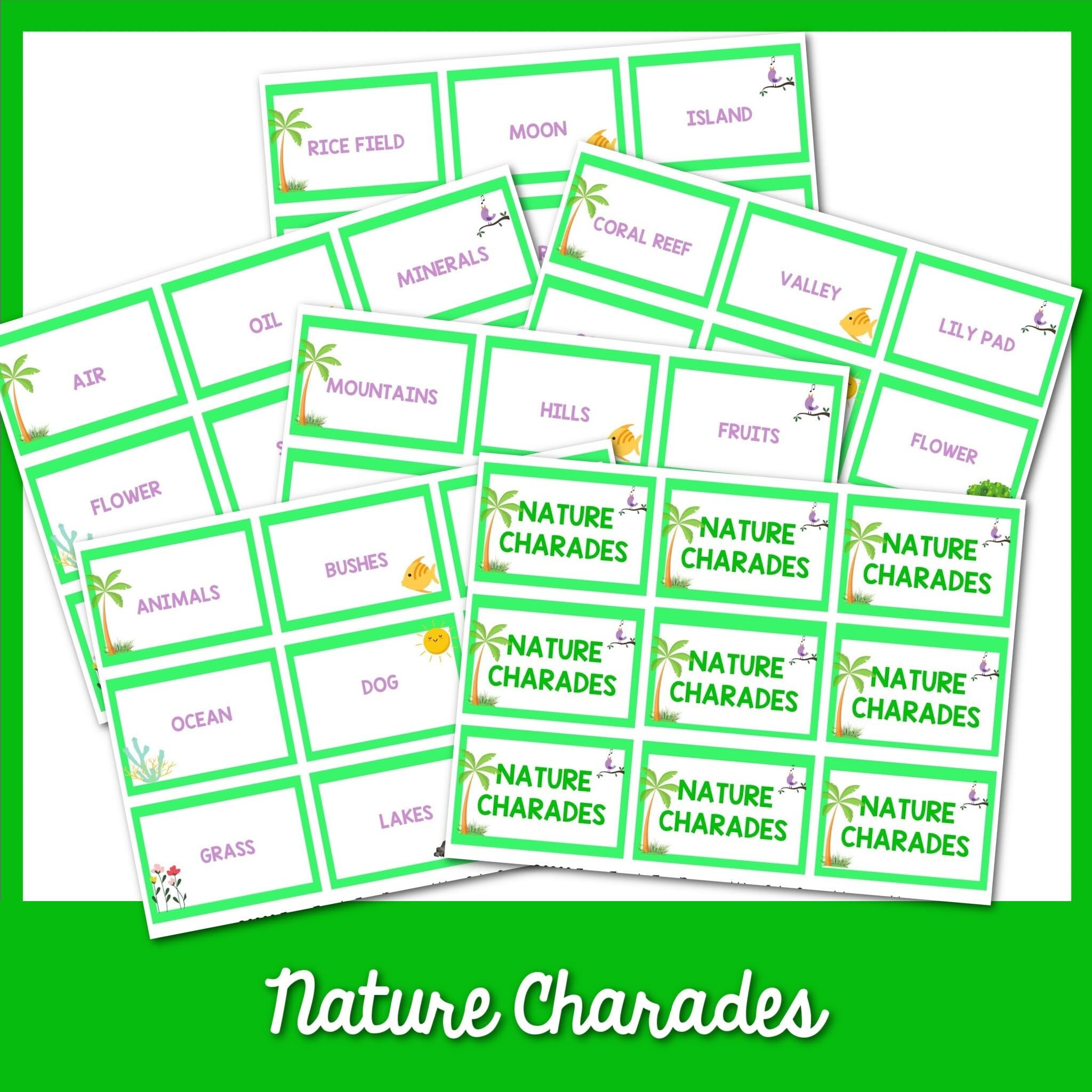 Nature Charades Charades for Kids Nature Charades Printable Charade ...