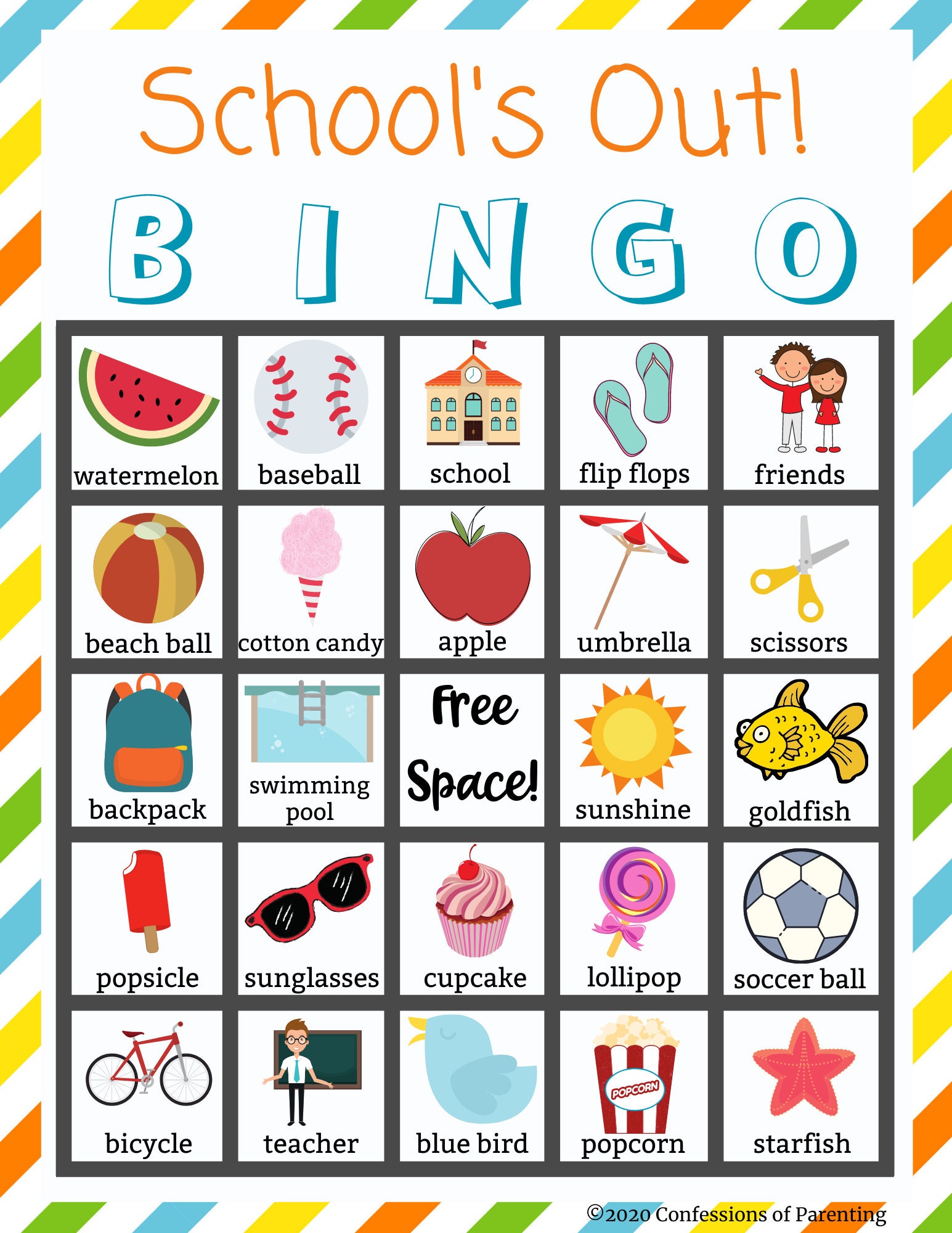 School is Out Bingo Game Cards Activity While Having a - Etsy