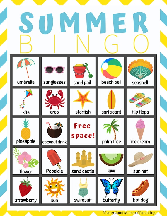 Summer Bingo Cards, Fun Activity at Home for Kids and Even Kids at ...