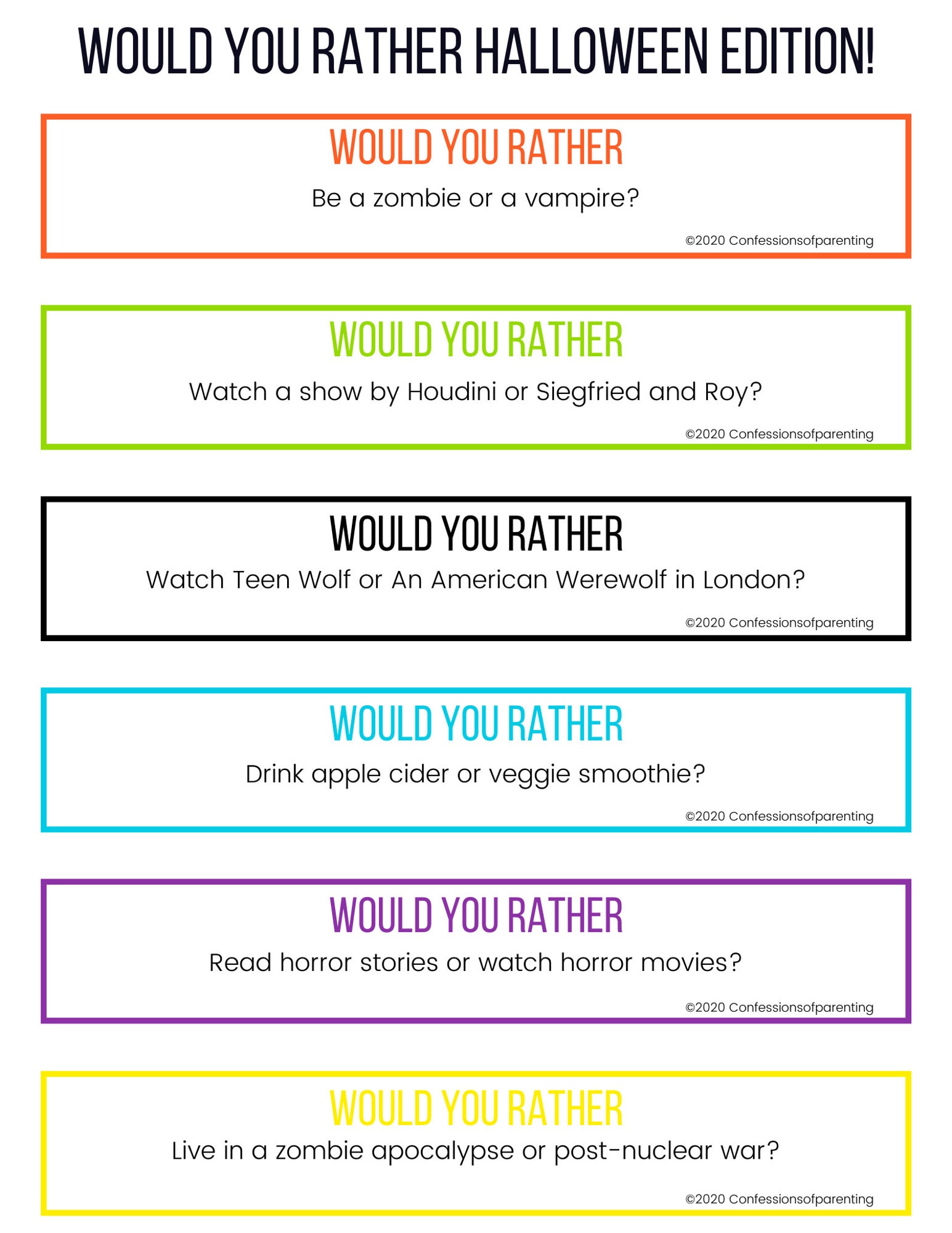 100 Halloween Would You Rather Questions| Spooky Would You Rather Game ...