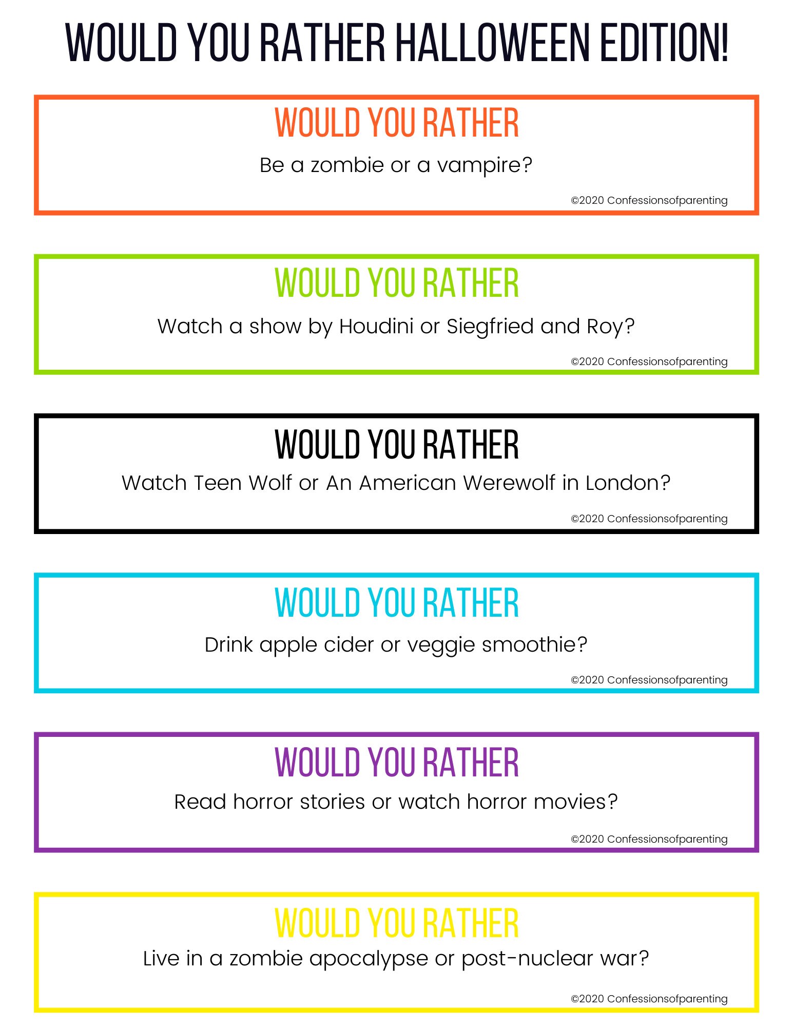 100 Halloween Would You Rather Questions| Spooky Would You Rather Game ...