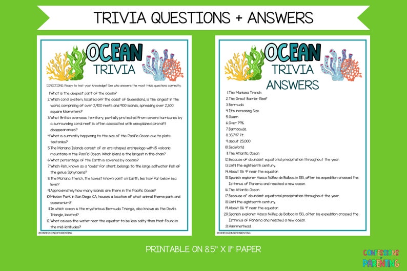 78 Ocean Trivia Questions | Printable Ocean Trivia | Ocean-themed ...