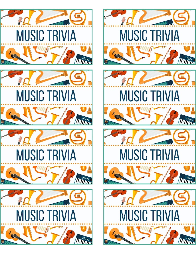 Music Trivia Trivia for Kids Printable Trivia for Kids | Etsy