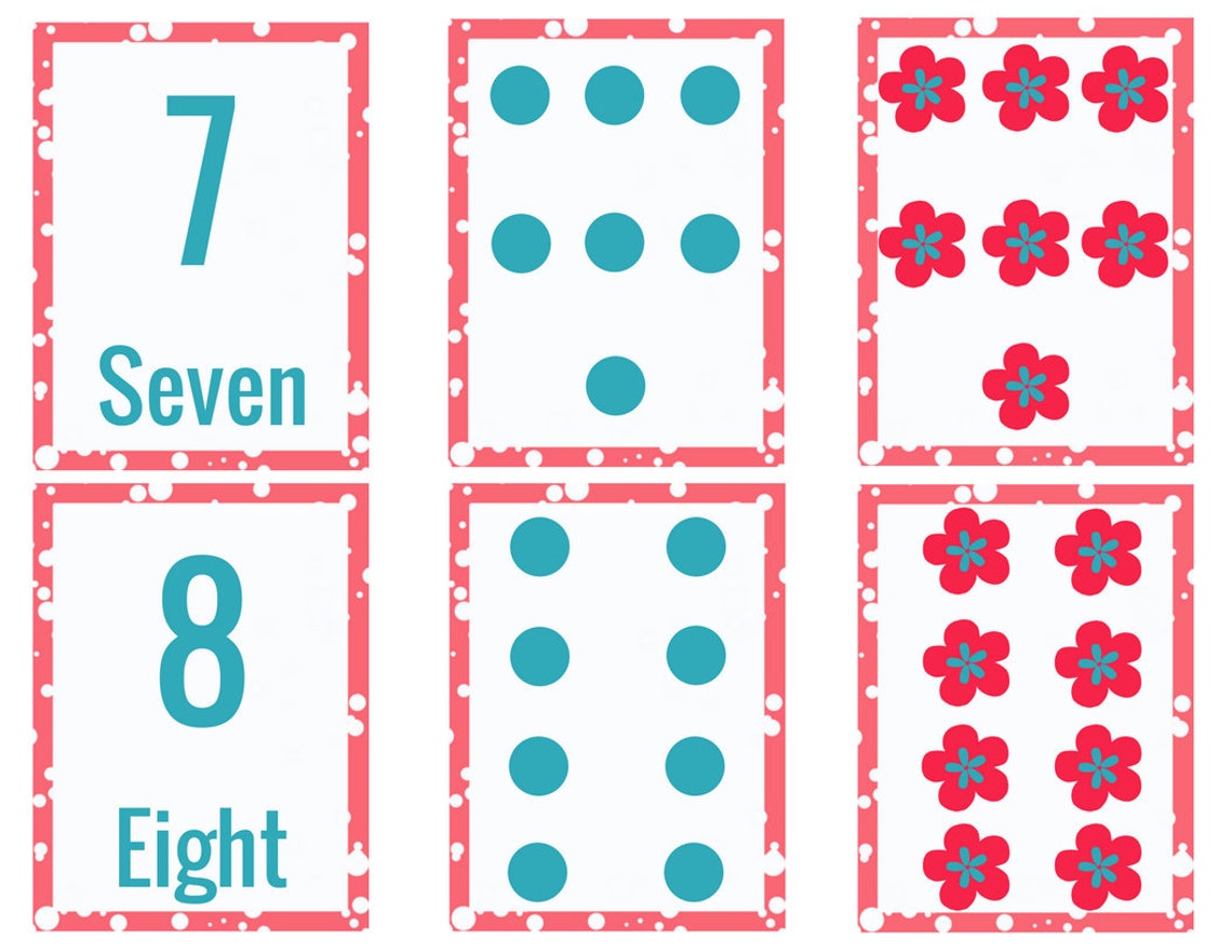 Number Recognition Flashcards-flowers| Number Flashcards 1-10| Flower ...